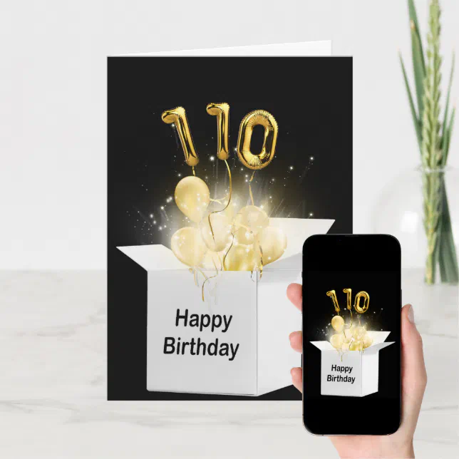 110th Birthday Balloons In White Box Card | Zazzle
