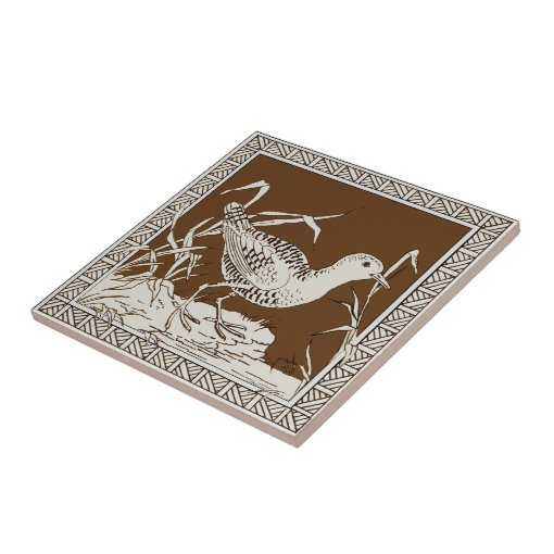 #11 of 12 Repro 1880s Minton Mocha Bird Series Ceramic Tile | Zazzle