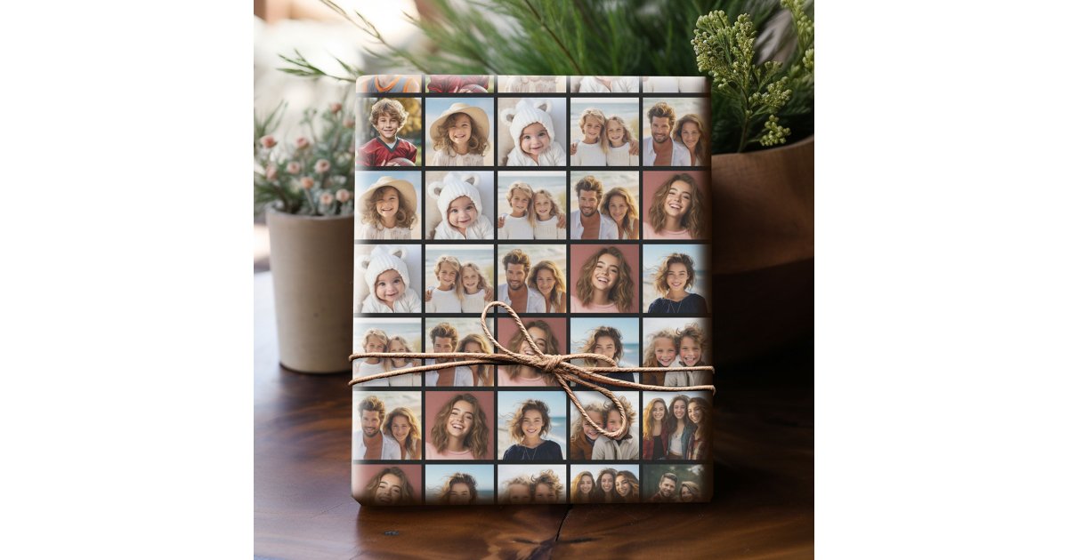 11 Photo Collage Pattern - Custom Grid Wrapping Paper | Zazzle