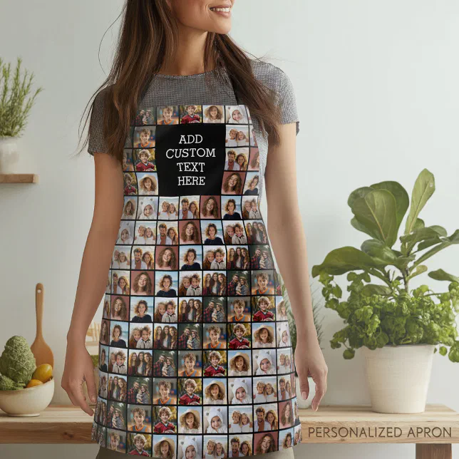 11 Photo Collage Pattern - Custom Monogram Apron | Zazzle