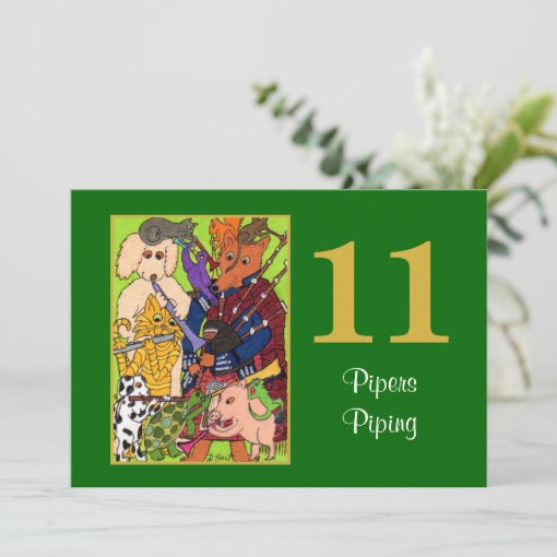 11 Pipers Piping Cute Animals Personalized Holiday | Zazzle