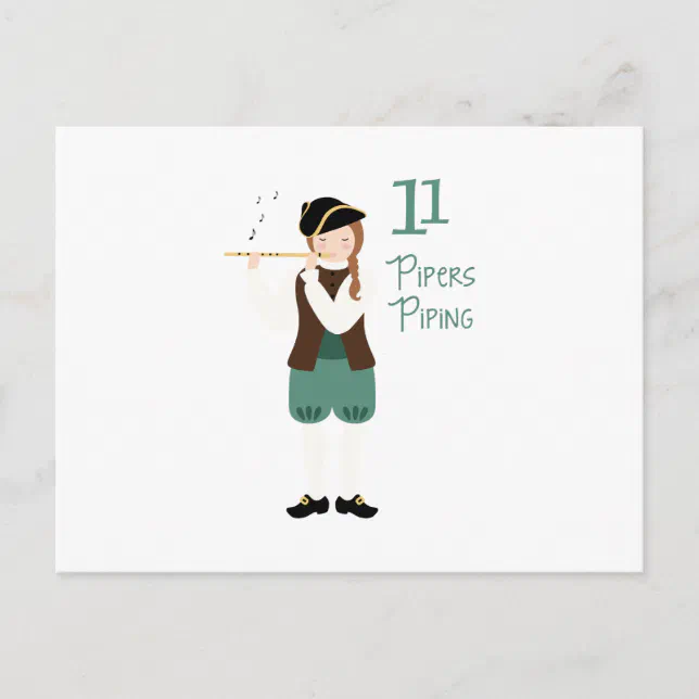 11 Pipers Piping Postcard | Zazzle