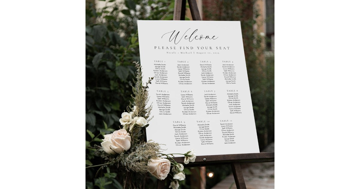 11 Tables Welcome Seating Chart Foam Board | Zazzle