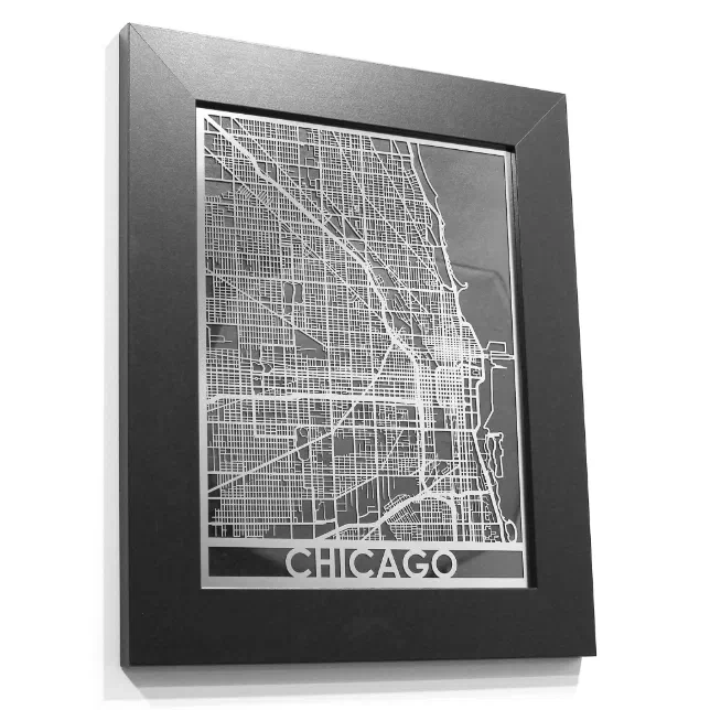11" X 14" Stainless Steel Cut Chicago City Map | Zazzle