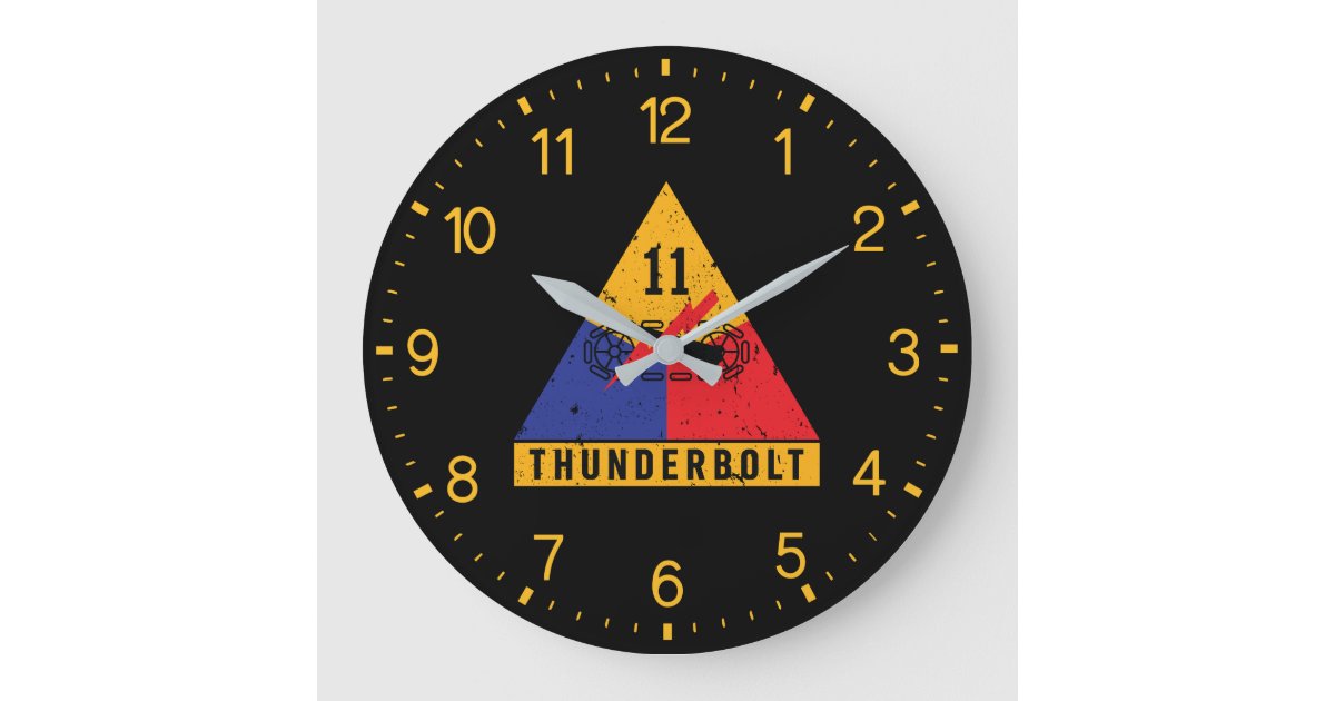11th Armored "Thunderbolt" Division Distressed Large Clock | Zazzle