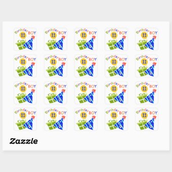 11th Birthday - Birthday Boy Square Sticker | Zazzle