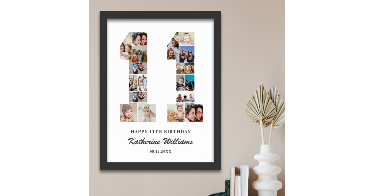 11th Birthday Number 11 Custom Photo Collage Poster | Zazzle