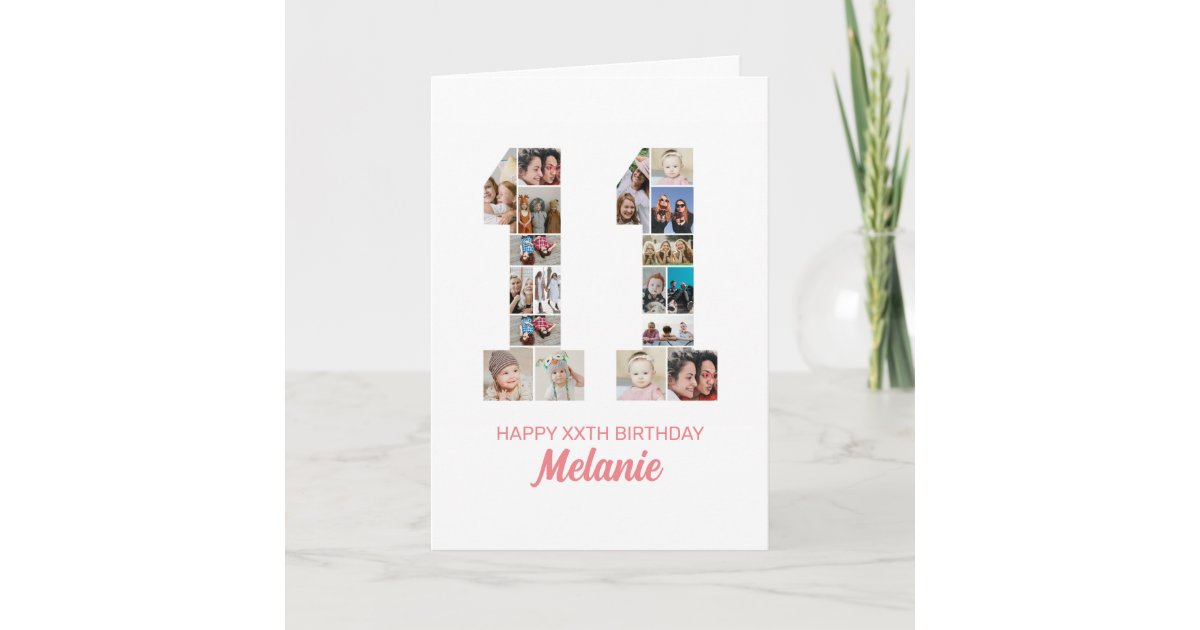 11th Birthday Number 11 Photo Collage Personalized Card | Zazzle