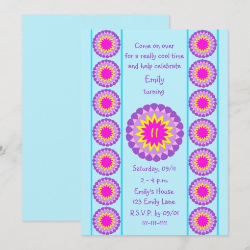 11th Birthday Party Invitation Cool Blue 11 | Zazzle