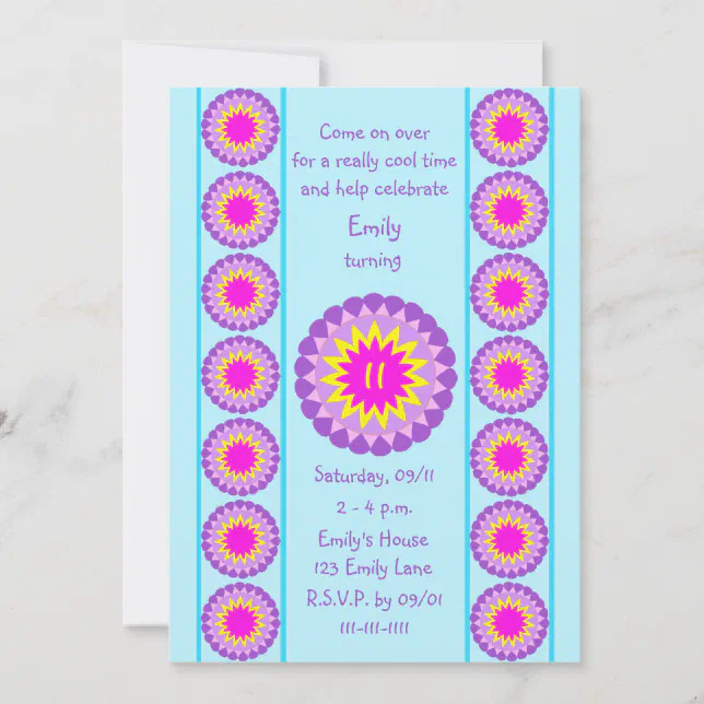 11th Birthday Party Invitation Cool Blue 11 | Zazzle