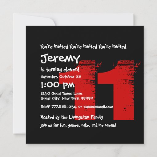 11th Birthday Party WARM TONES Grunge Z04B Invitation | Zazzle