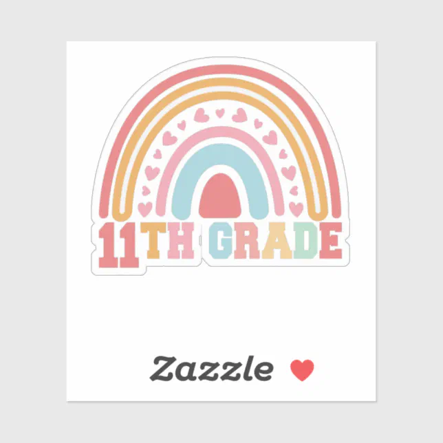 11th Grade Cute Rainbow Back To School Student Sticker | Zazzle