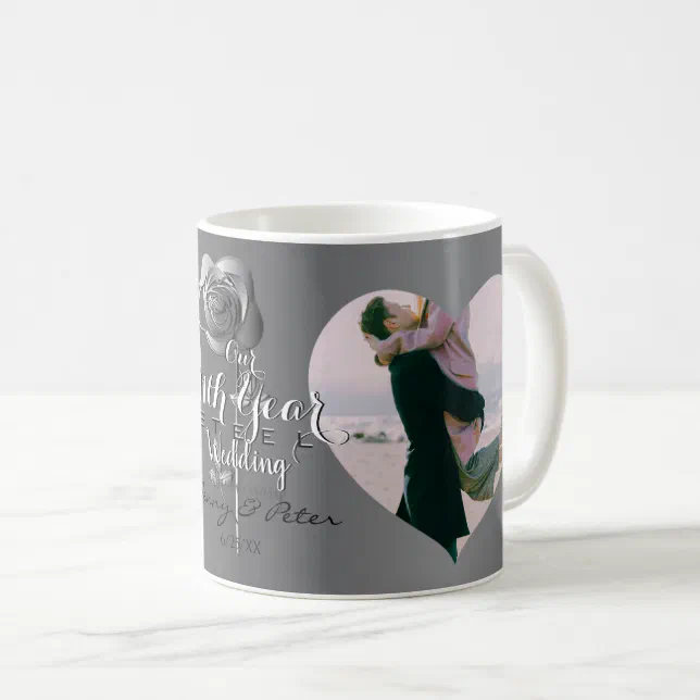 11th Steel (Rose) Wedding Anniversary 2 Photos Coffee Mug | Zazzle