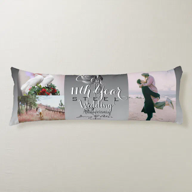 11th Wedding Anniversary Steel Rose Body Pillow | Zazzle