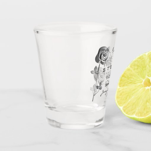 11th Wedding Anniversary w/Steel Roses Shot Glass | Zazzle
