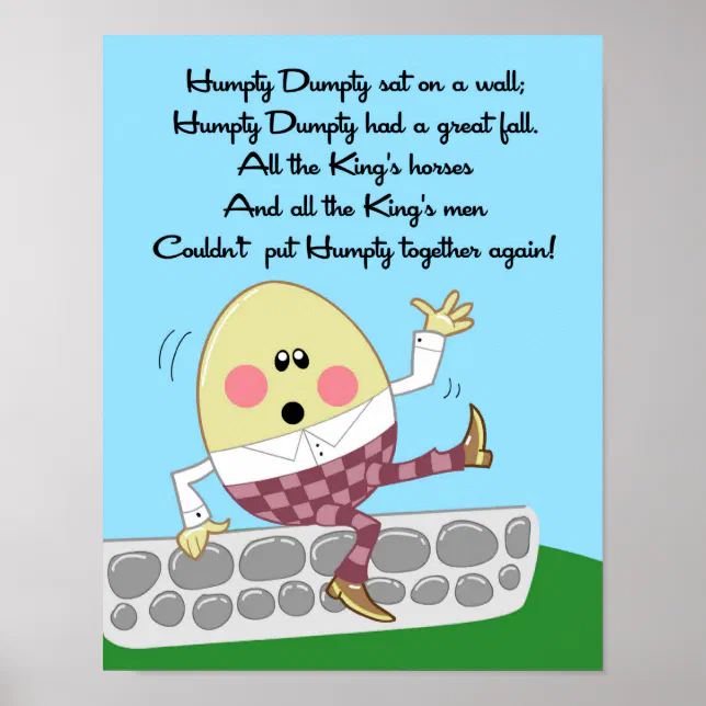 11x14 Humpty Dumpty Rhyme Kids Room Wall Art | Zazzle