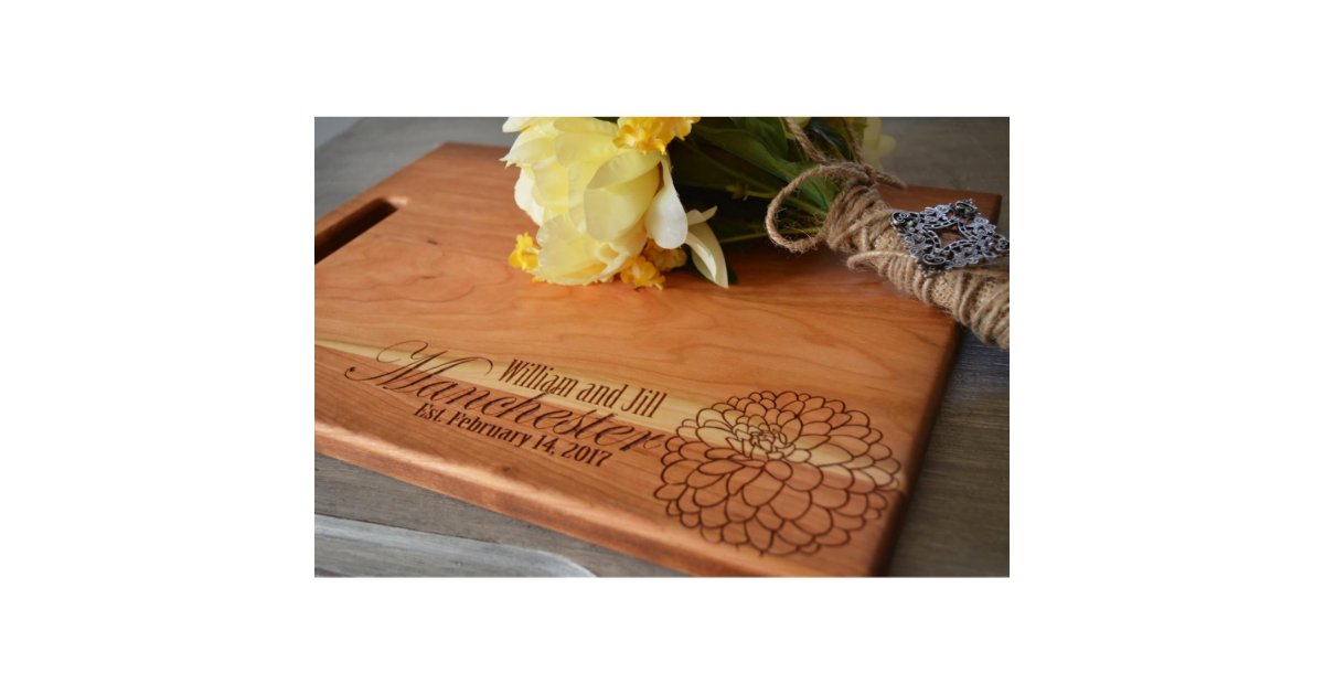 11x15 Maple Engraved Flower Cutting Board | Zazzle