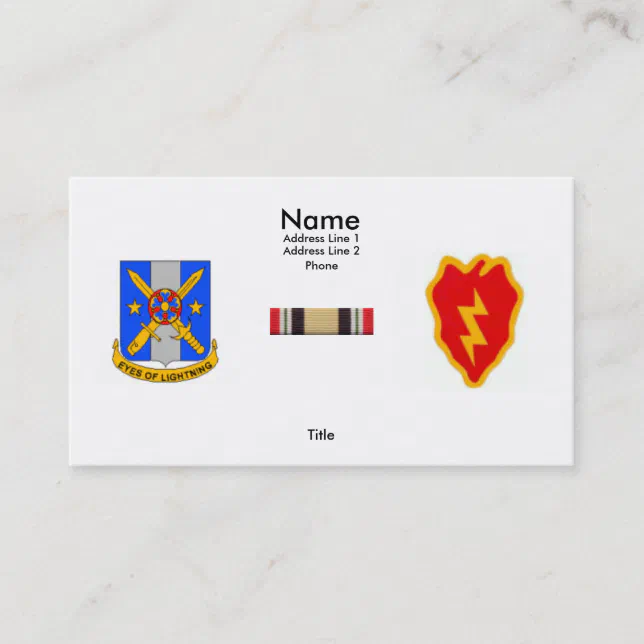 125th MI BN 25th ID (L) with OIF Service Ribbon Business Card | Zazzle