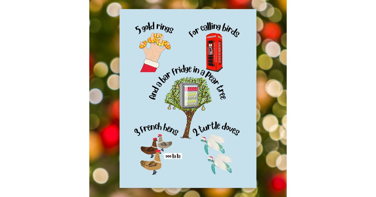12 day of Christmas funny cartoon pun Holiday Postcard | Zazzle
