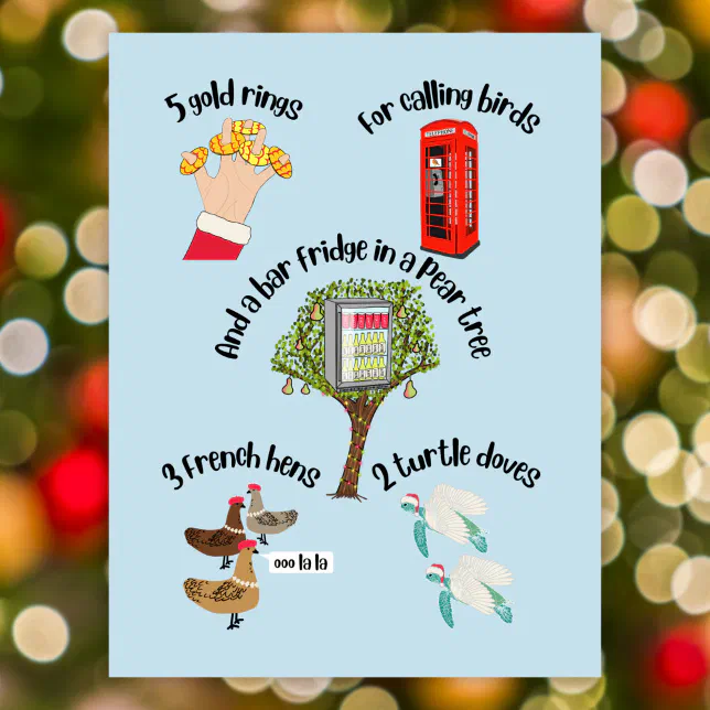 12 day of Christmas funny cartoon pun Holiday Postcard | Zazzle