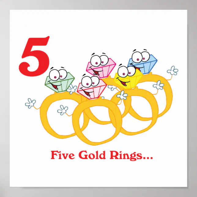 12 days five gold rings poster | Zazzle