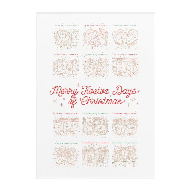 12 Days of Christmas 10x14 Acrylic Print | Zazzle