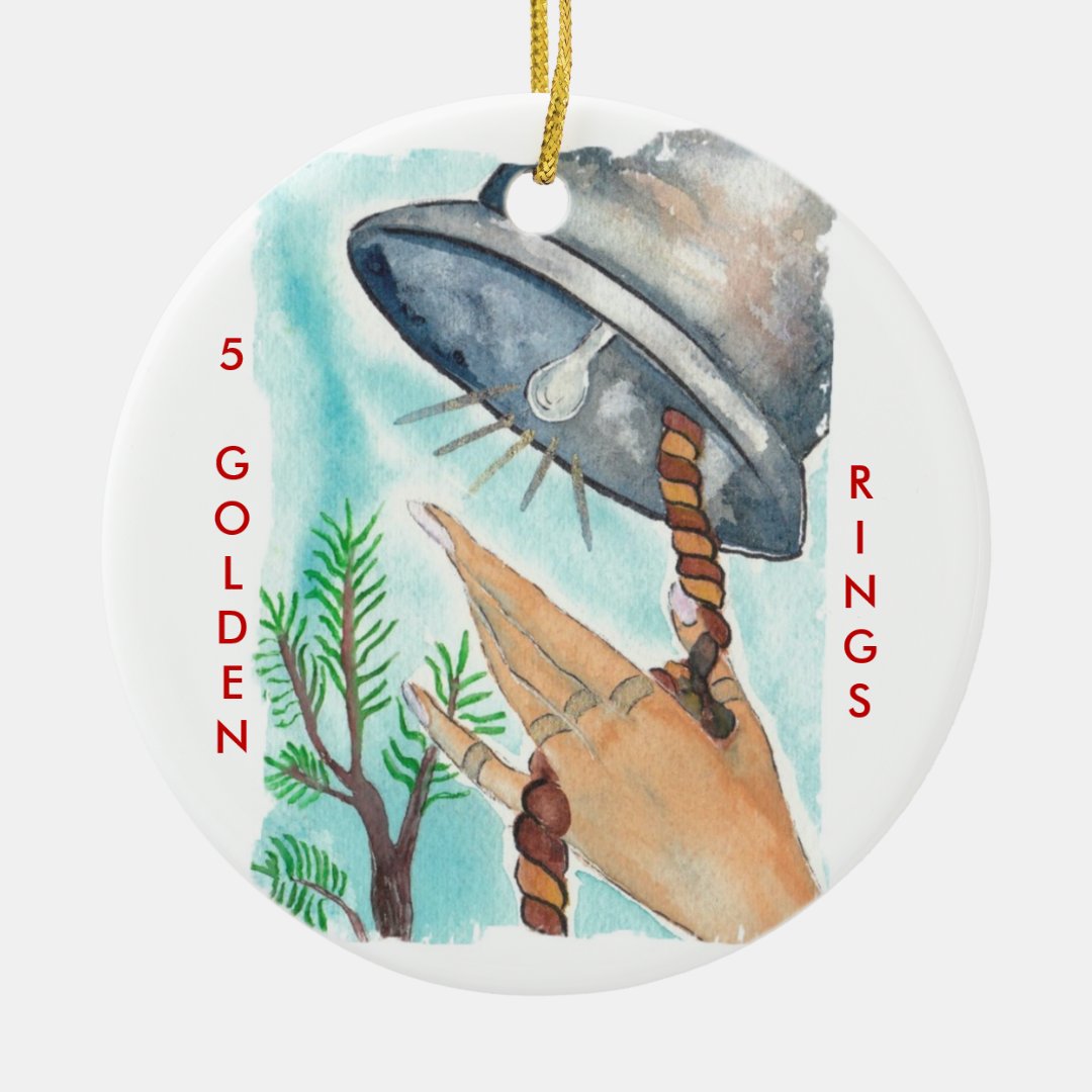 12 Days of Christmas 5 Golden rings ornament | Zazzle