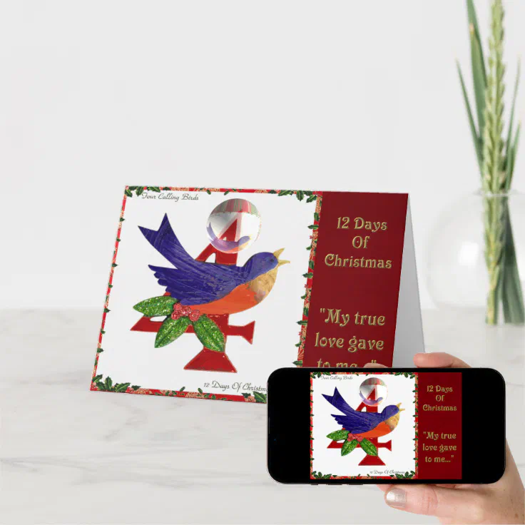 12 Days of Christmas Four Calling Birds Holiday Card | Zazzle