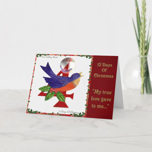 12 Days of Christmas Four Calling Birds Holiday Card | Zazzle