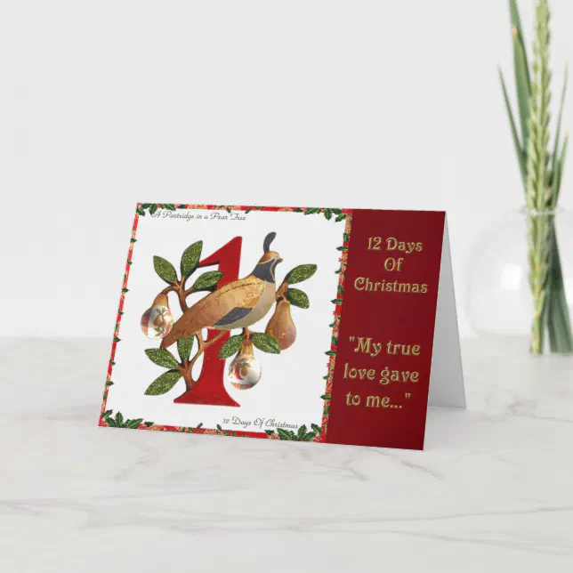 12 Days of Christmas Partridge in a Pear Tree Holiday Card | Zazzle