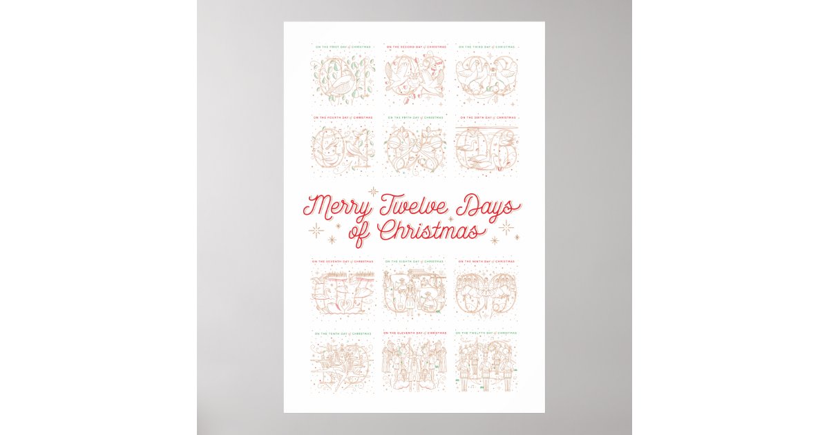 12 Days of Christmas Poster 24x36 | Zazzle