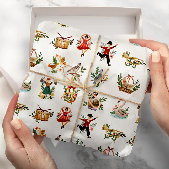 12 Days of Christmas Traditional Holiday Wrapping Paper | Zazzle