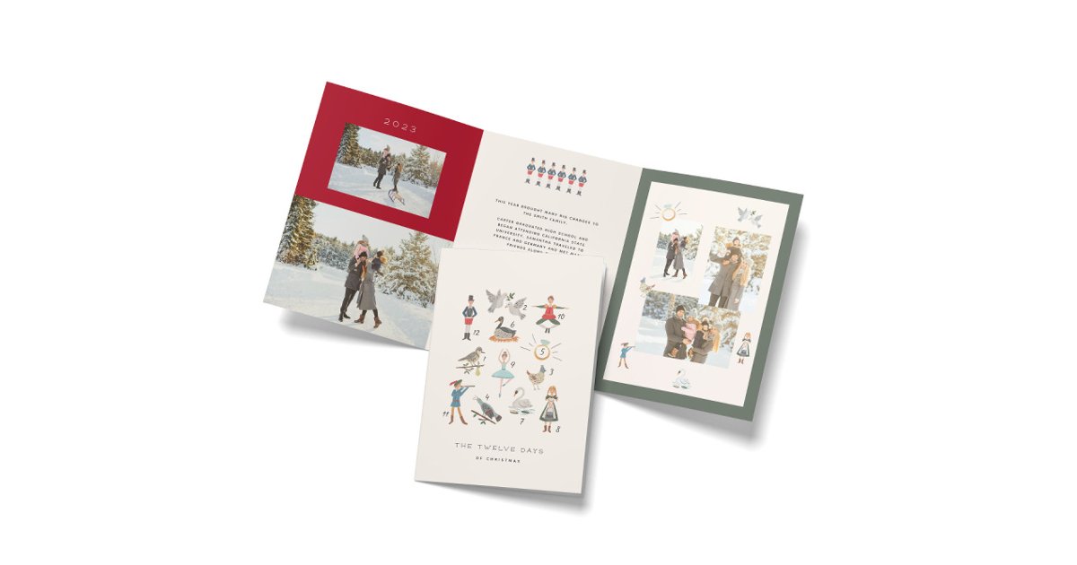 12 Days of Christmas Tri-Fold Holiday Card | Zazzle