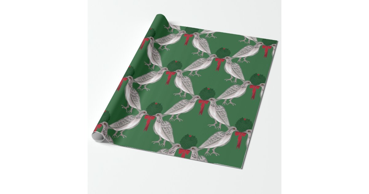 12 Days of Christmas Two Turtle Doves Wrapping Paper | Zazzle