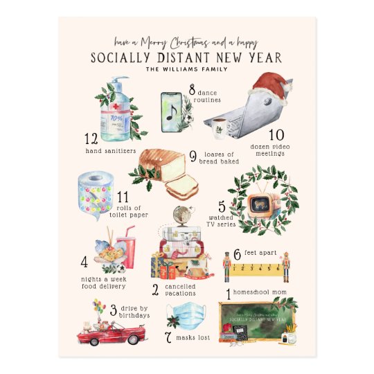 12 Days of Covid | "Quarantine" Christmas Holiday Postcard | Zazzle.com