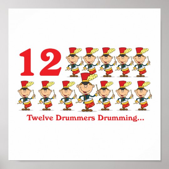 12 days twelve drummers drumming poster | Zazzle.com