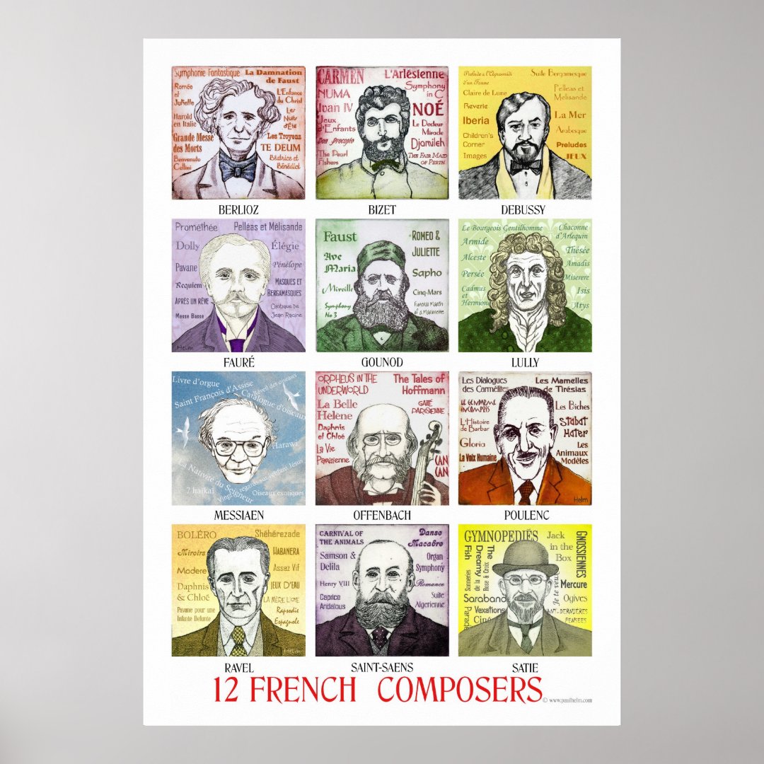 12 French Composers Poster | Zazzle