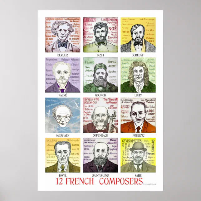 12 French Composers Poster | Zazzle