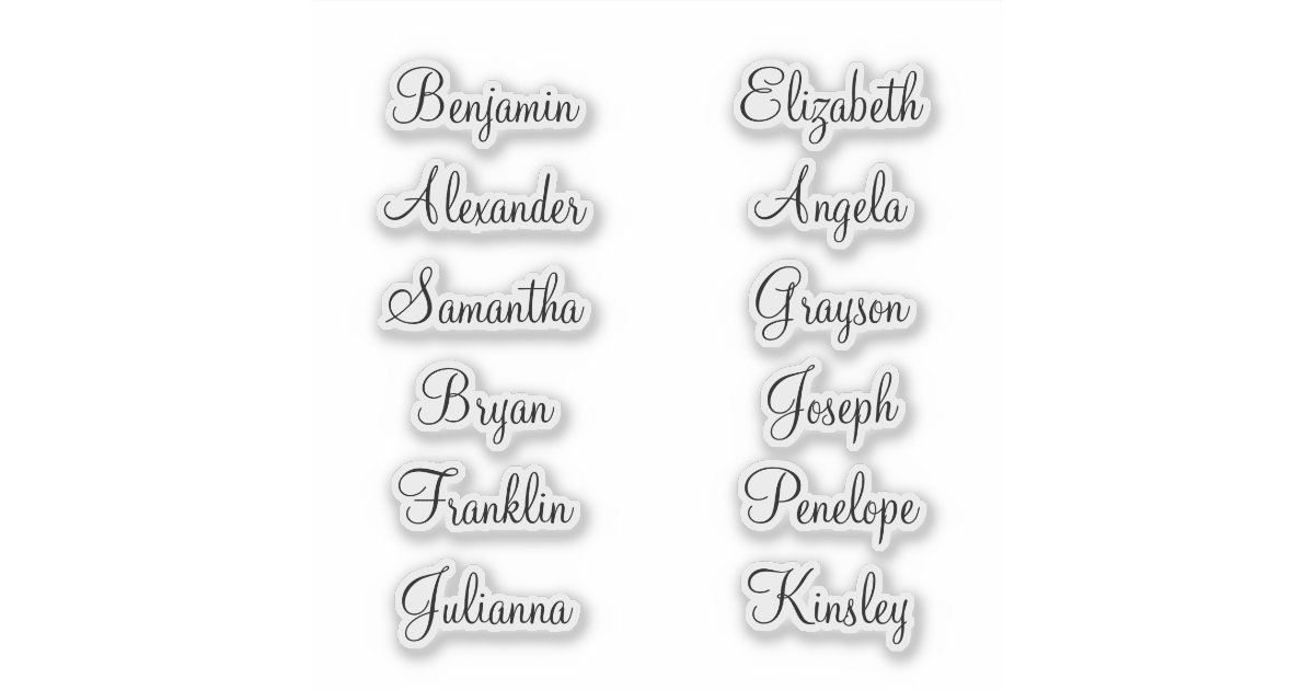 12 Guest First Names Modern Elegant Calligraphy Sticker | Zazzle