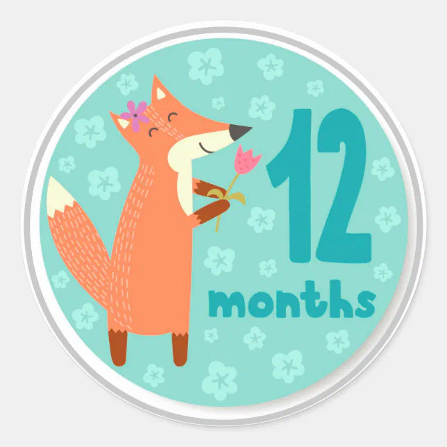 12 Month Baby Milestone Classic Round Sticker | Zazzle