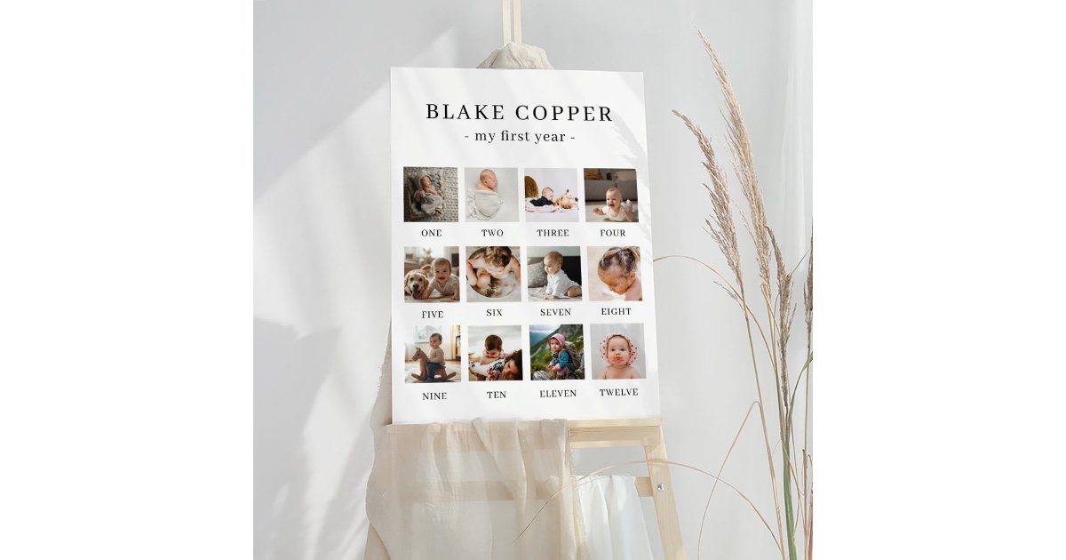 12 Month Photos 1st Birthday Sign | Zazzle