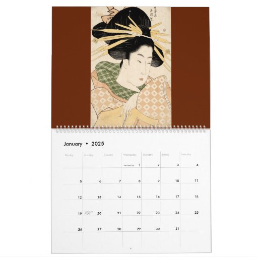 12 month Women of Old Japan (Japanese art) Calendar | Zazzle