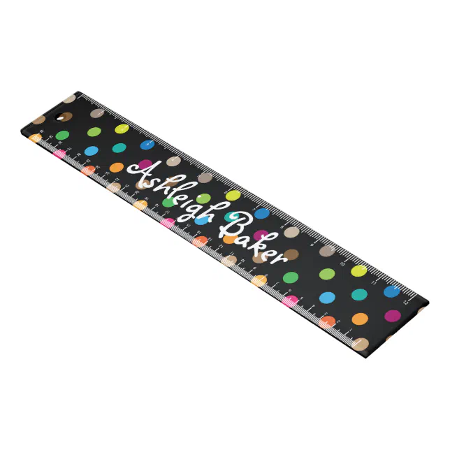 12" Personalized Polka Dot Ruler | Zazzle