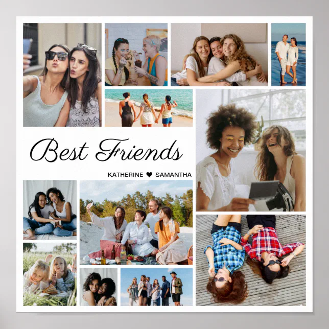 12 Photo Collage Best Friends Forever Poster | Zazzle