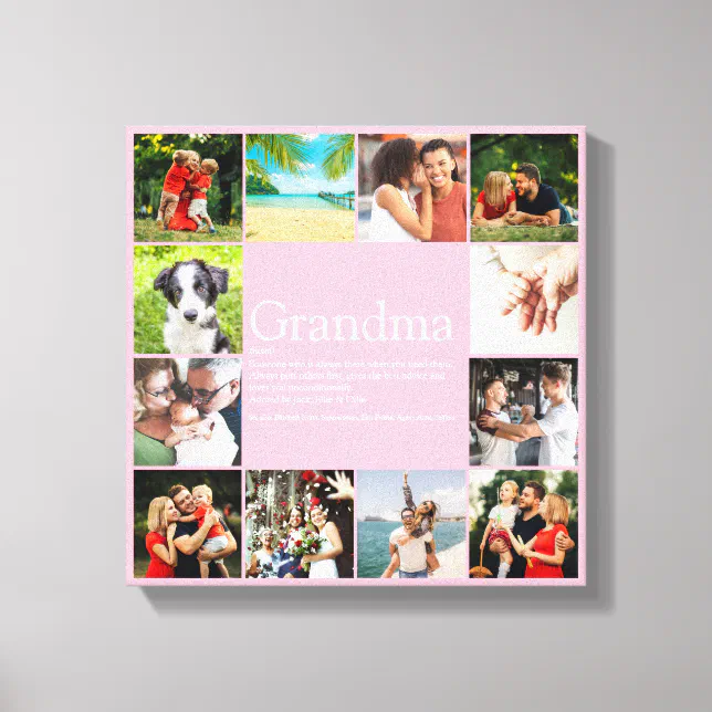 12 Photo Collage Best Grandma, Granny Definition Canvas Print | Zazzle