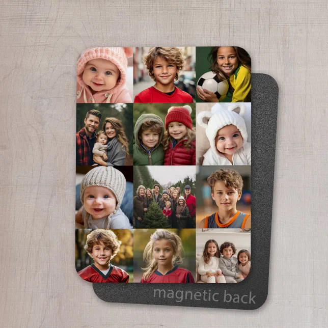 12 Photo Collage - Photos Only Square Cropped Magnet | Zazzle