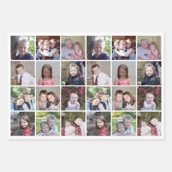 12 Photo Collage - white background grid Wrapping Paper Sheets | Zazzle