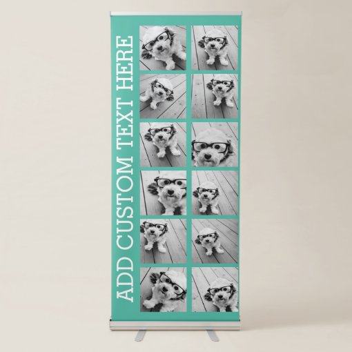 12 Photo Collage with Custom Background Retractable Banner | Zazzle