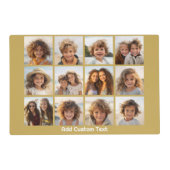 12 Photo Collage with Gold Background Placemat | Zazzle
