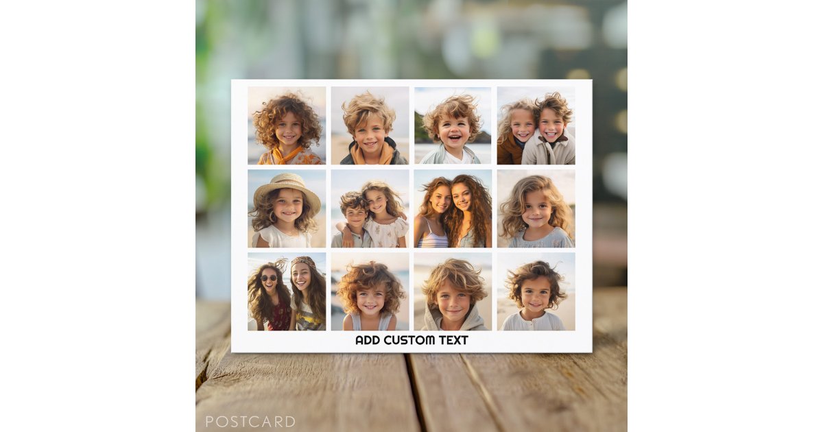 12 Photo Collage with White Background Postcard | Zazzle